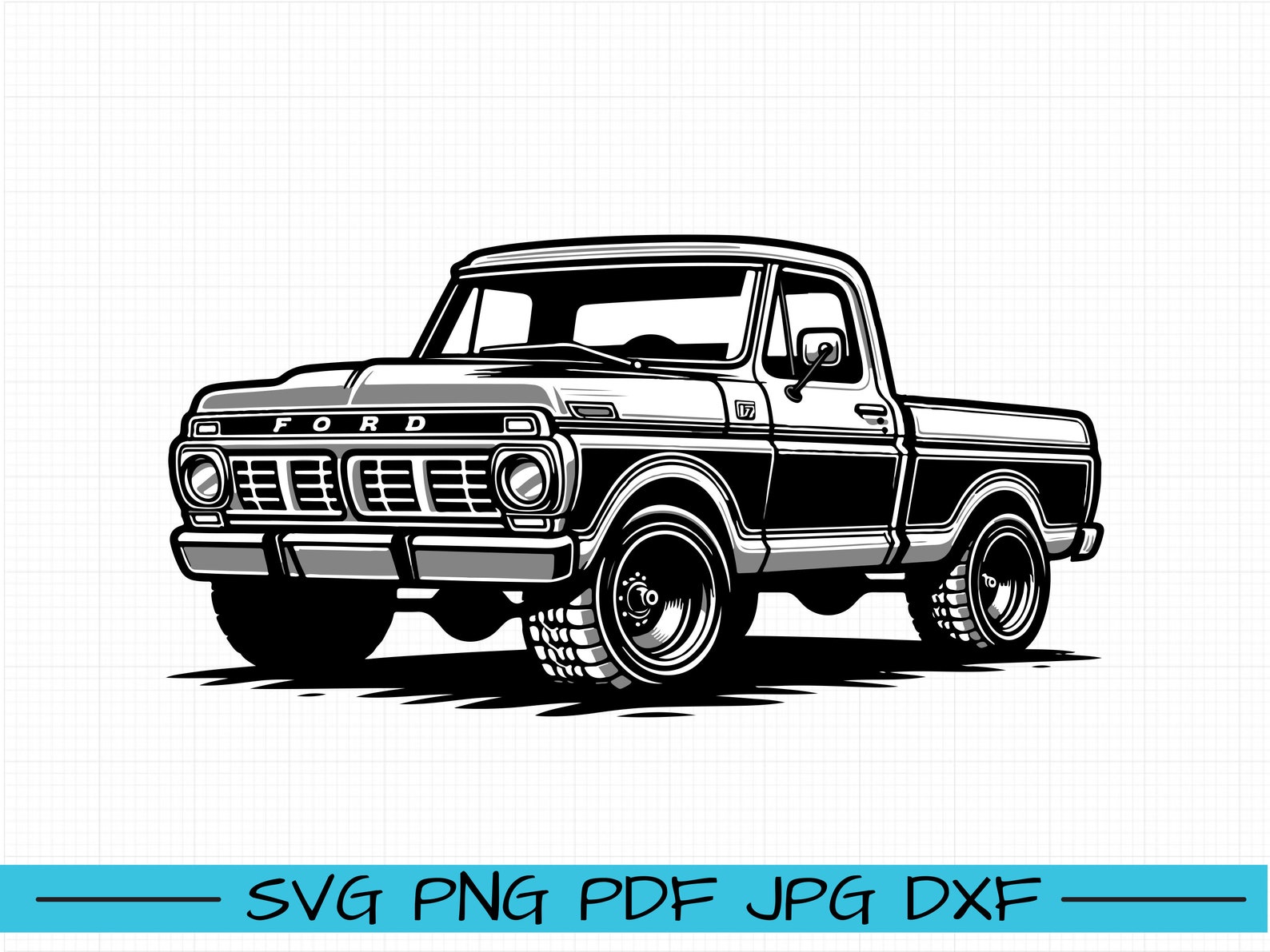 Ford F100 1972 SVG, Vector de dibujos animados, Arte, Silueta - Etsy México