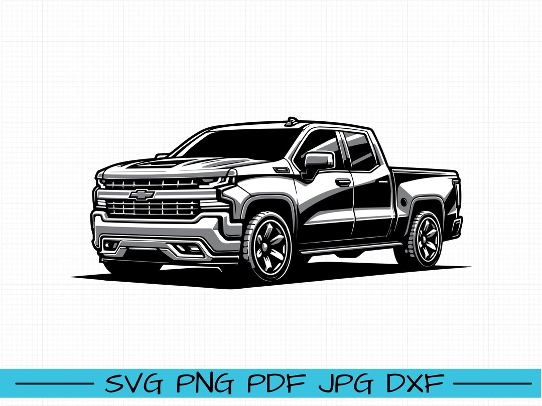 Chevy K-1500 Pickup Truck SVG, Cartoon Vector, Art, Silhouette - Etsy
