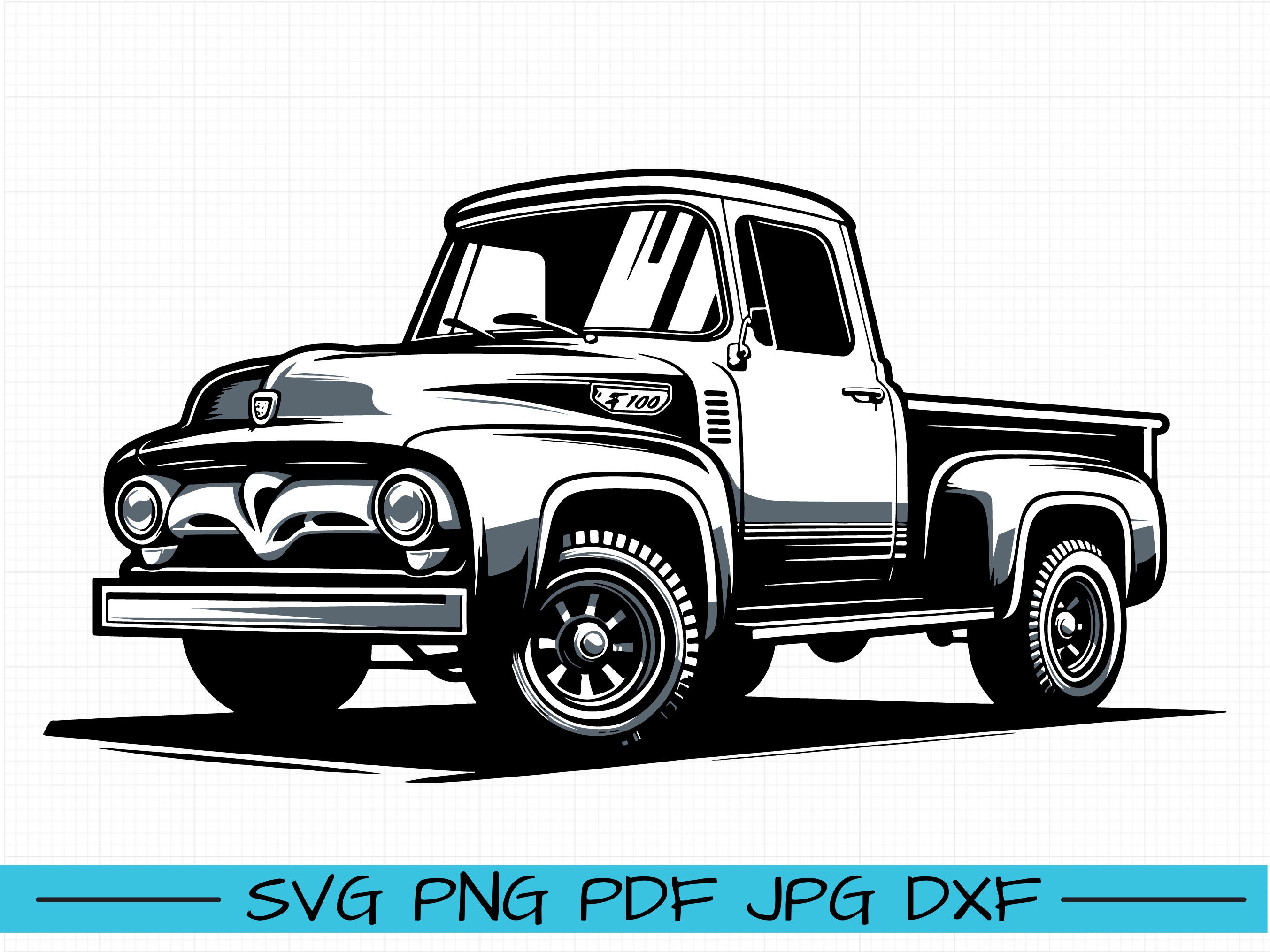 Ford F100 1955 SVG, Cartoon Vector, Art, Silhouette - Etsy
