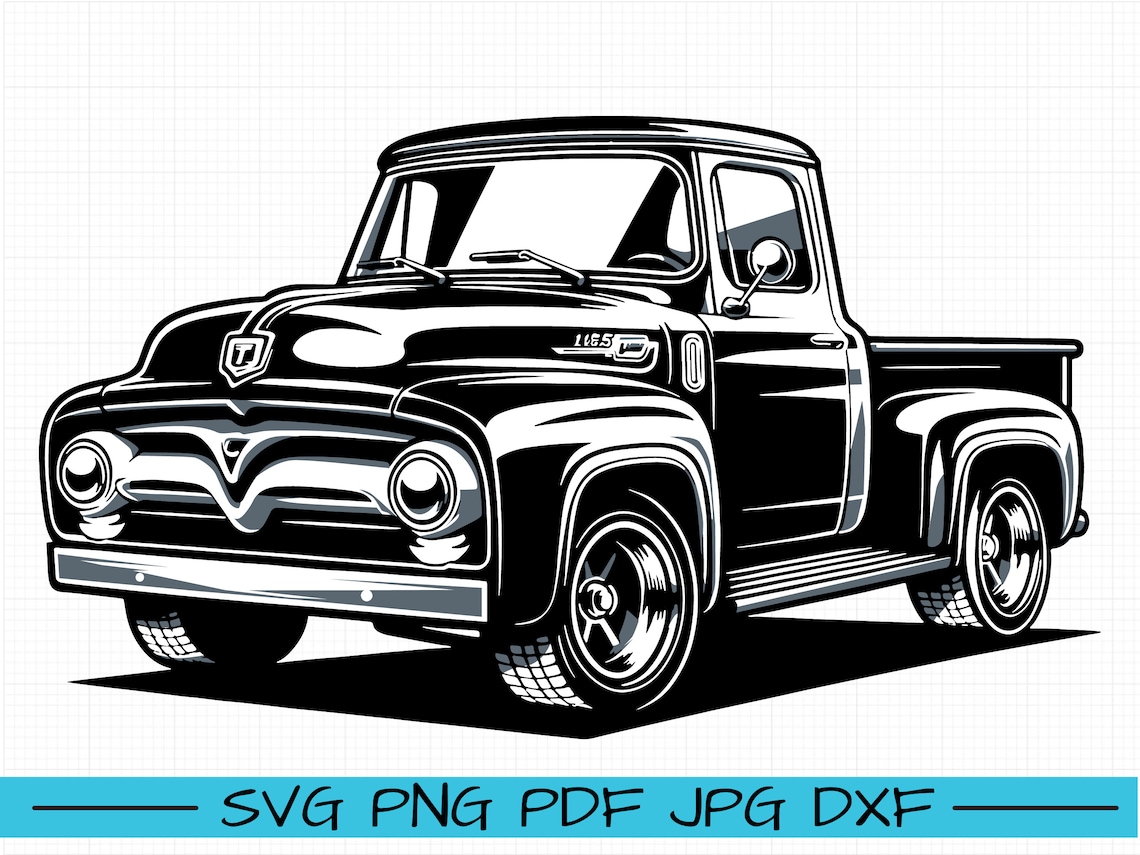 Ford F100 1955 SVG, Cartoon Vector, Art, Silhouette - Etsy