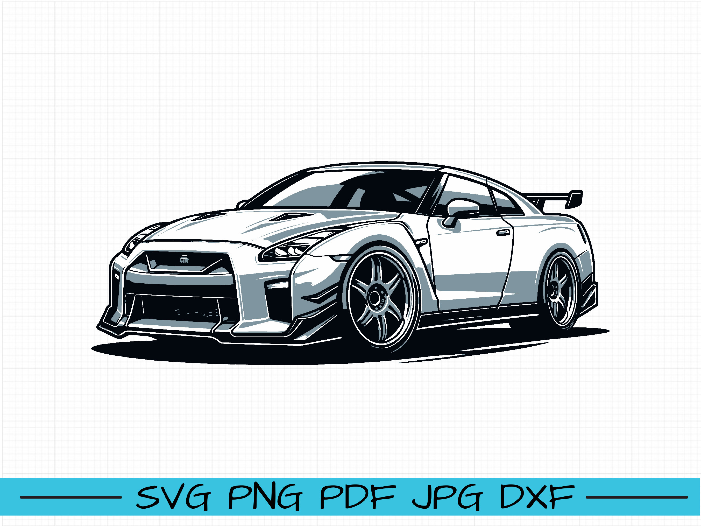 Nissan GTR SVG, Cartoon Vector, Art, Silhouette - Etsy