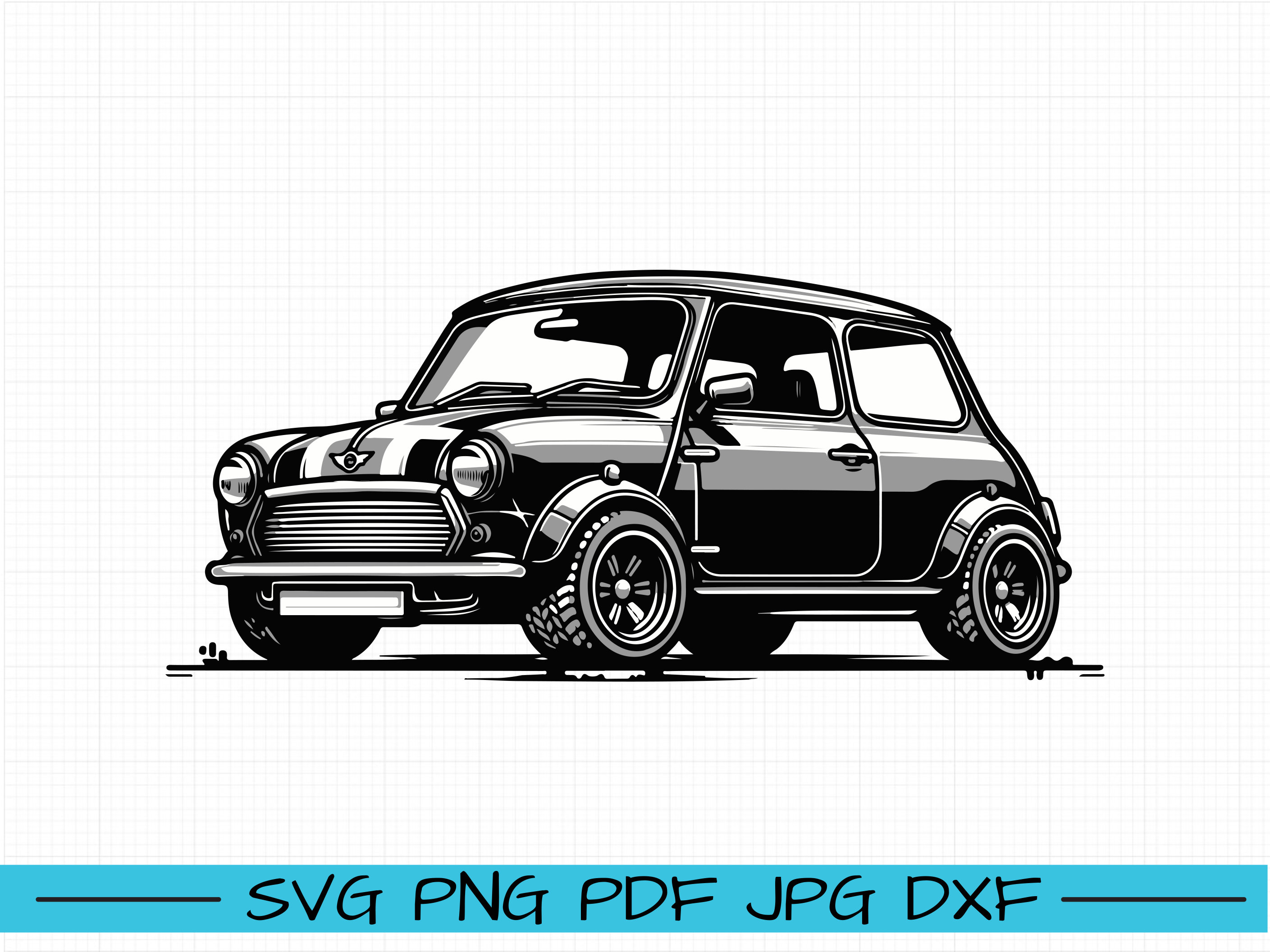 Classic Mini Cooper SVG, Cartoon Vector, Art, Silhouette - Etsy