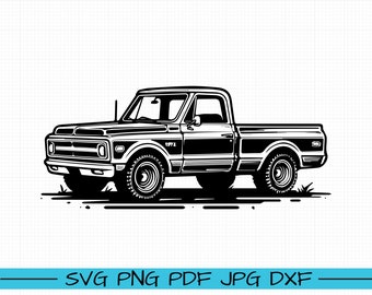 SVG Chevrolet C10 1972 Silhouette Cut Files Designs, Clip Art, Paper ...