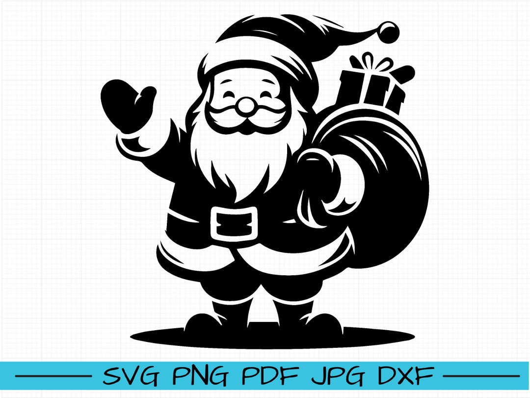 SVG Santa, Cartoon Vector, Art, Silhouette - Etsy