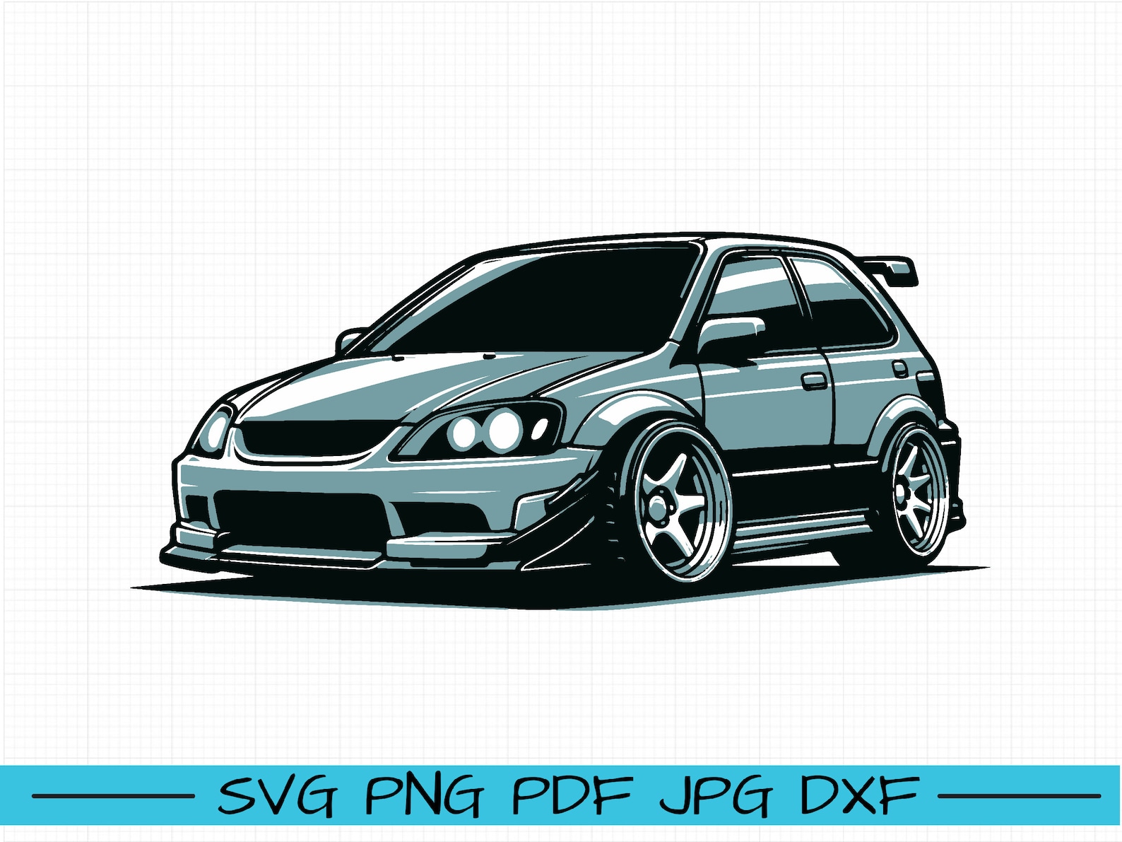 Honda Civic EK9 SVG, Cartoon Vector, Art, Silhouette - Etsy
