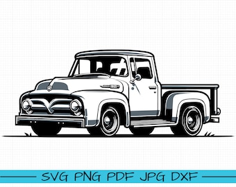 SVG FORD F100 1955 Pickup Truck Silhouette Cut Files Designs, Clip Art ...