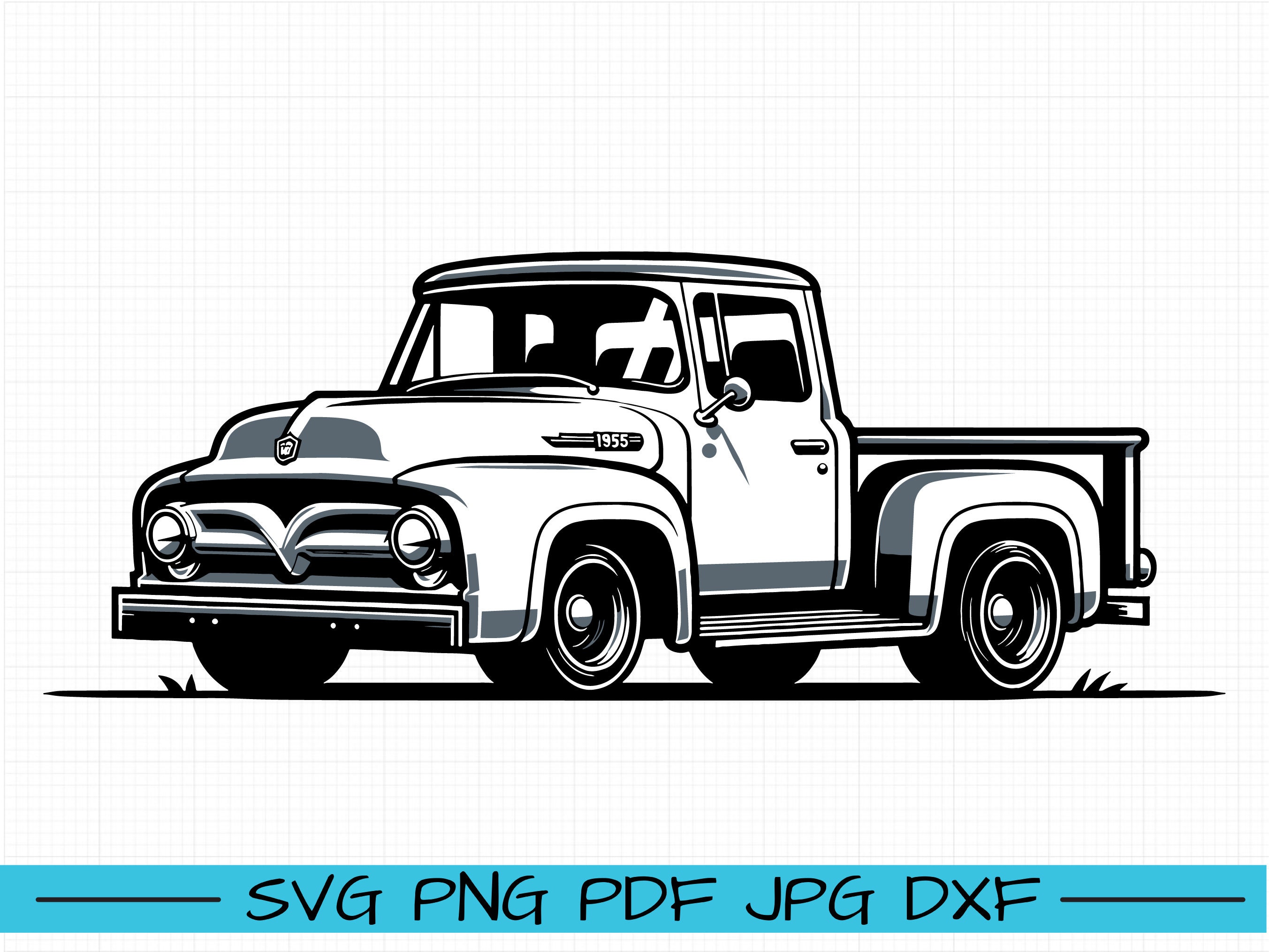 Ford F100 1955 SVG, Cartoon Vector, Art, Silhouette - Etsy