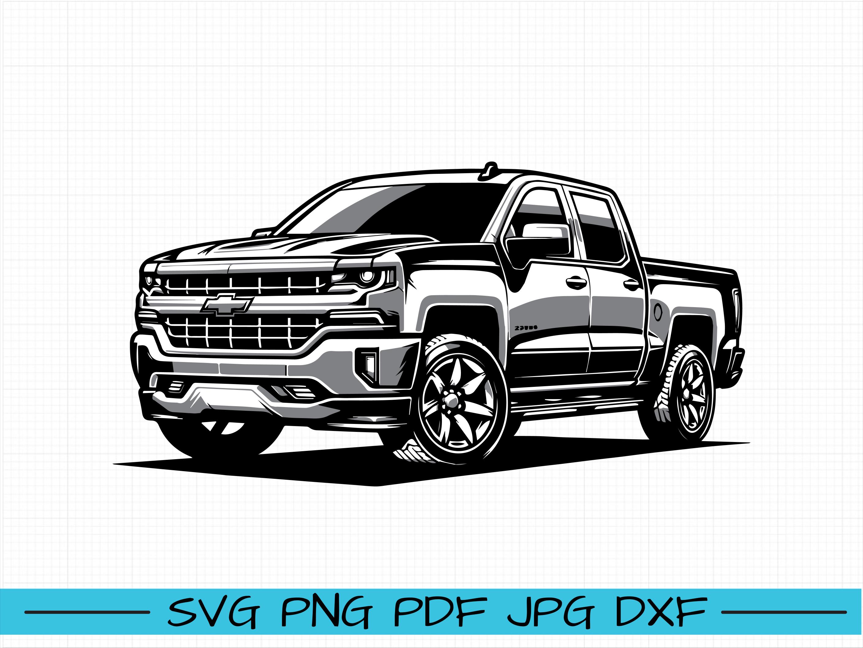 Chevy K-1500 Pickup Truck SVG, Cartoon Vector, Art, Silhouette - Etsy