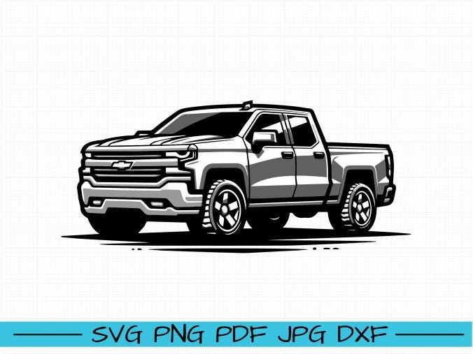Chevy K-1500 Pickup Truck SVG, Cartoon Vector, Art, Silhouette - Etsy