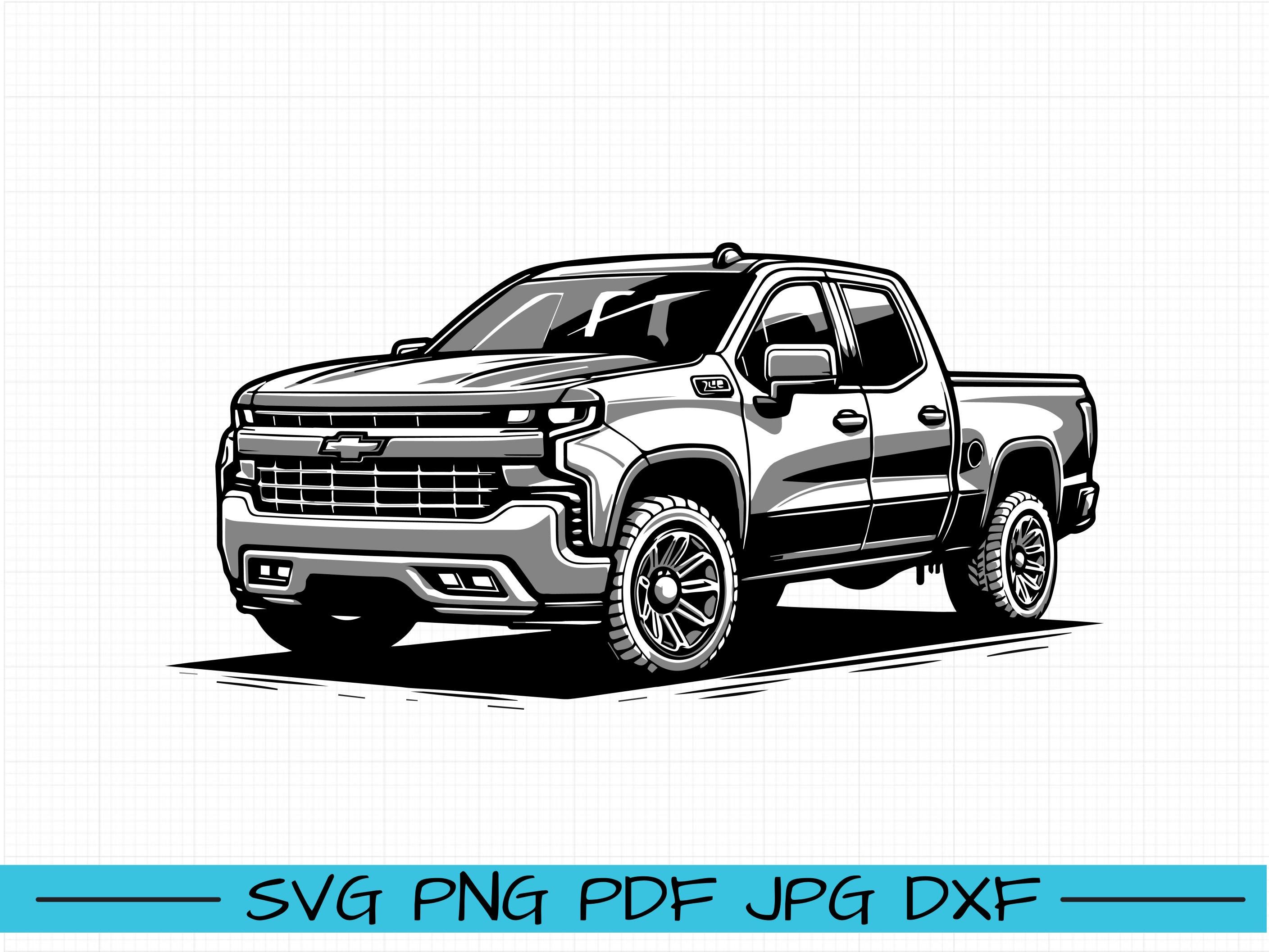 Chevy K-1500 Pickup Truck SVG, Cartoon Vector, Art, Silhouette - Etsy