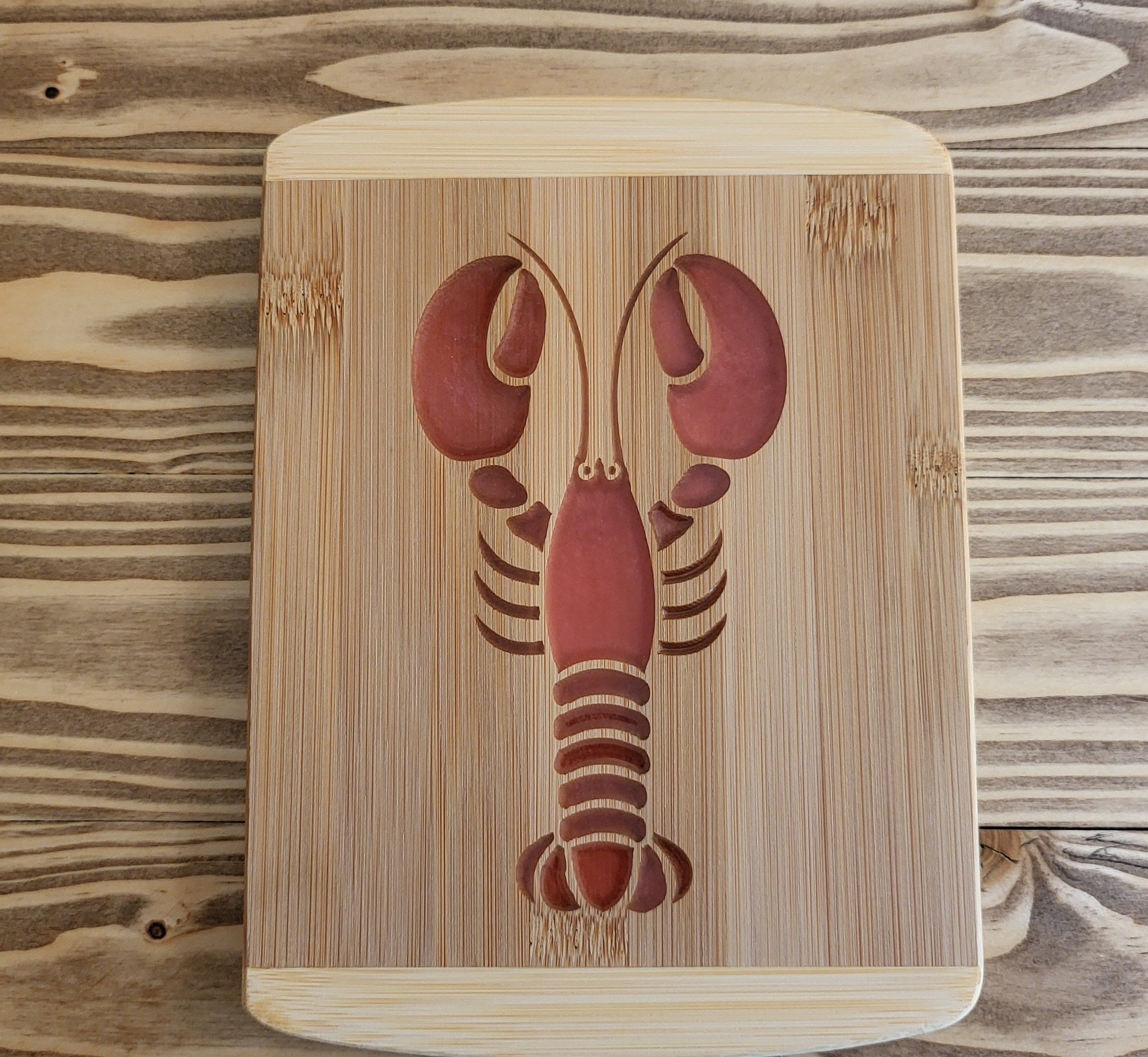 Bamboo Charcuterie Board With Lobster, Certified Food Safe Epoxy ...