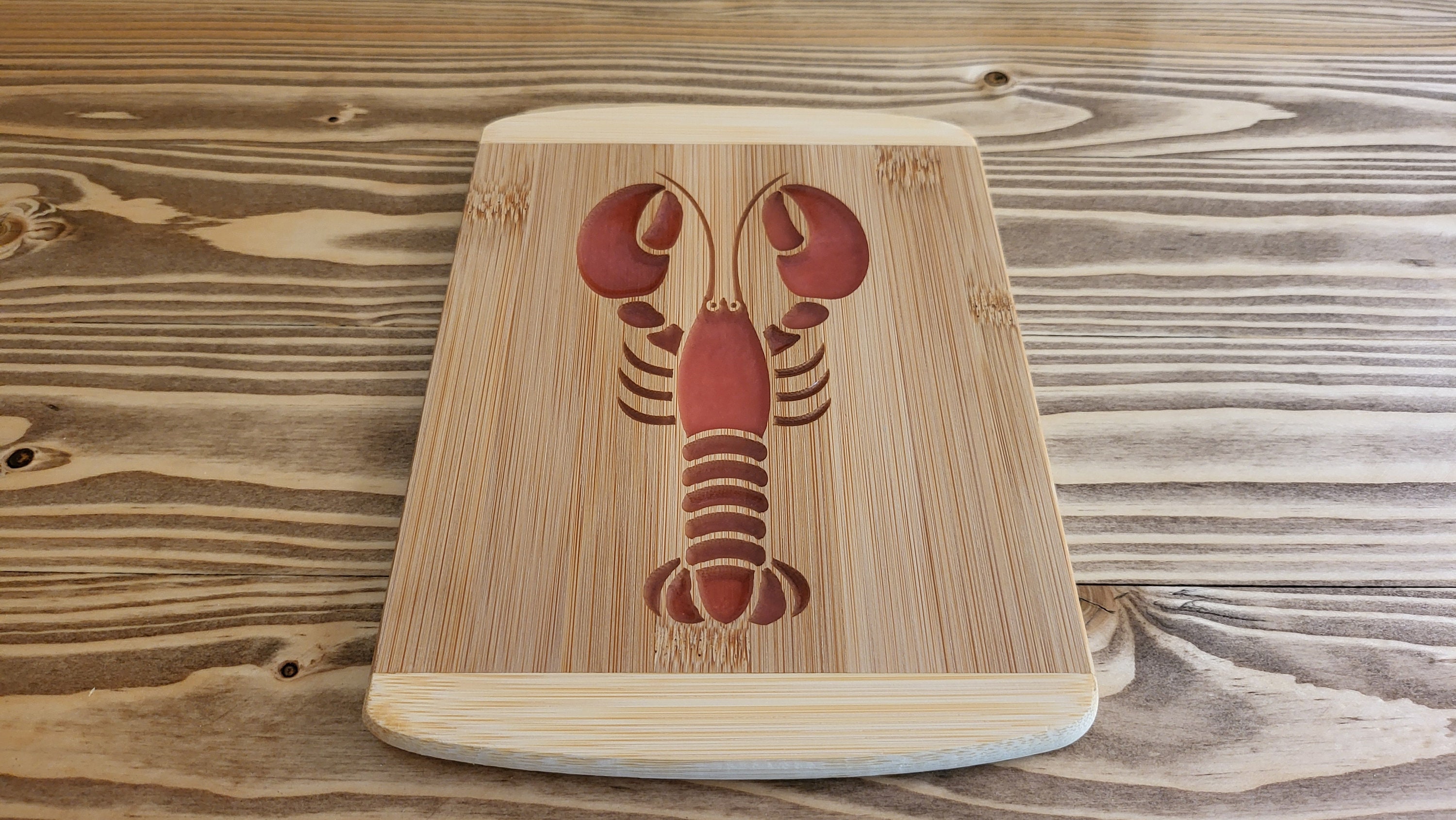 Bamboo Charcuterie Board With Lobster, Certified Food Safe Epoxy ...