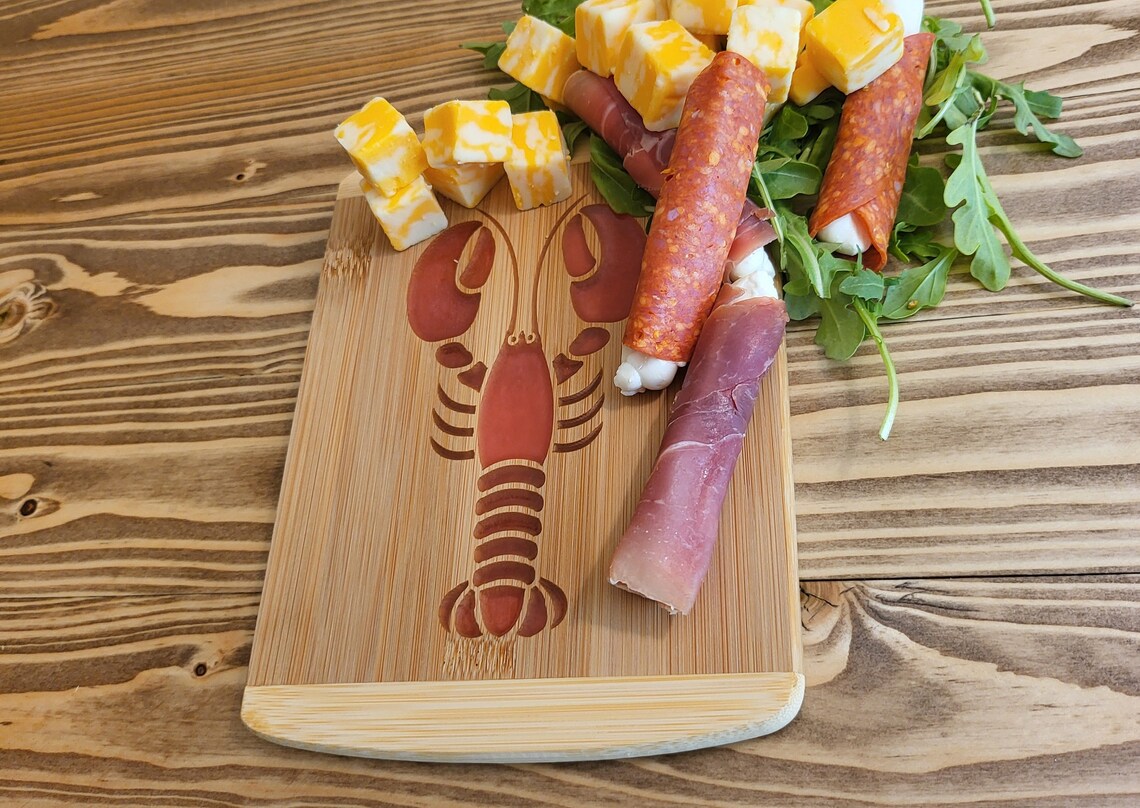 Bamboo Charcuterie Board With Lobster, Certified Food Safe Epoxy ...