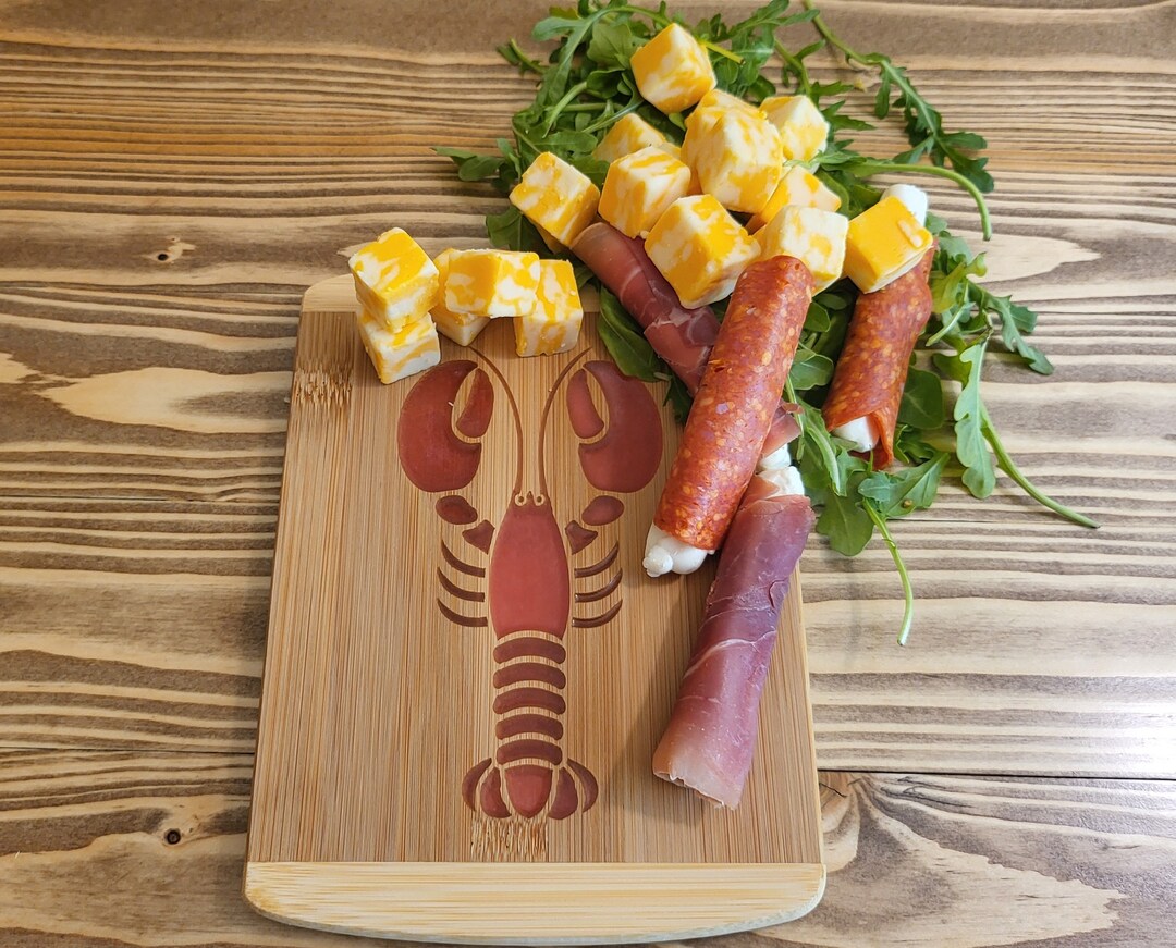 Bamboo Charcuterie Board With Lobster, Certified Food Safe Epoxy ...
