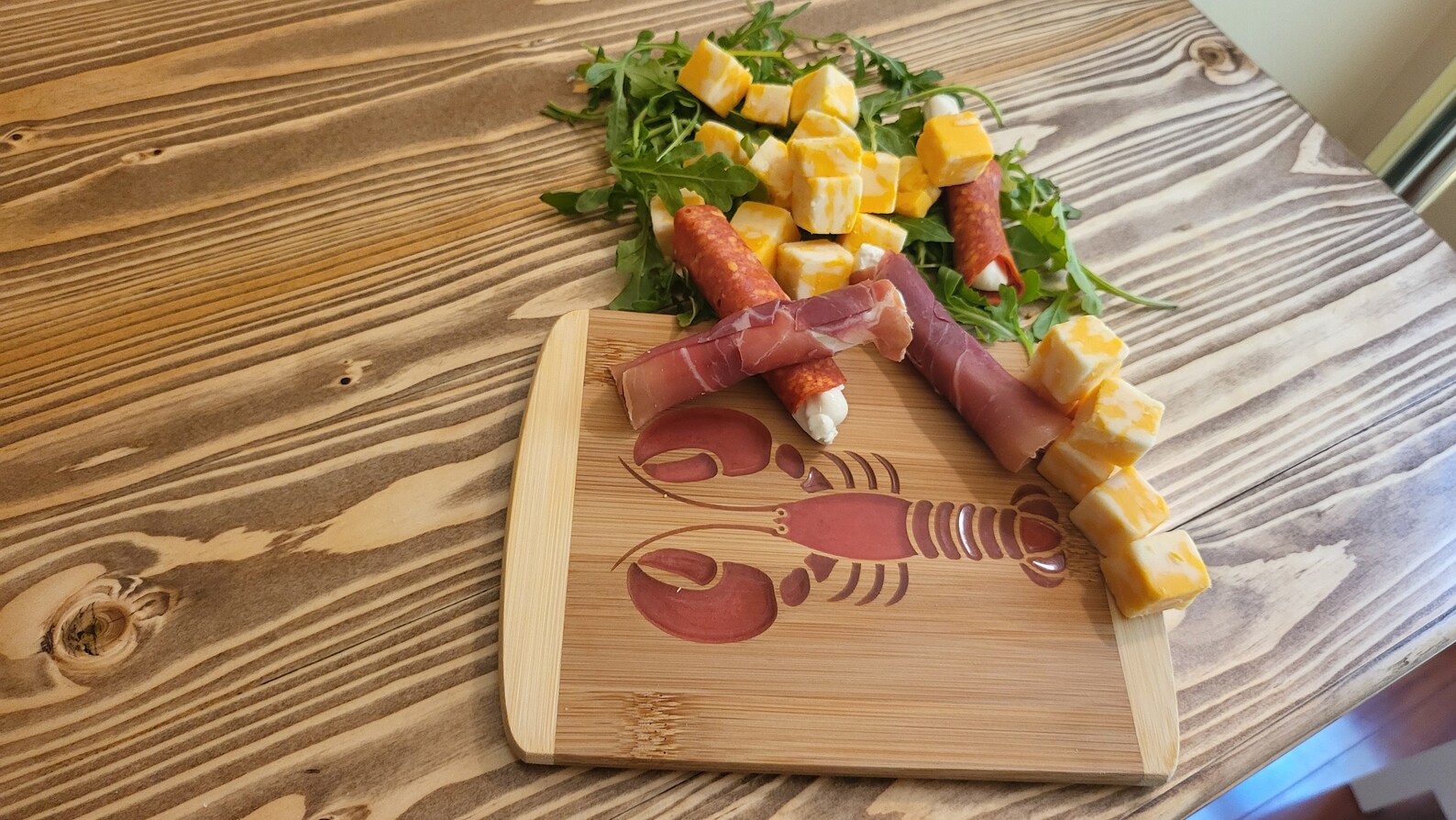 Bamboo Charcuterie Board With Lobster, Certified Food Safe Epoxy ...