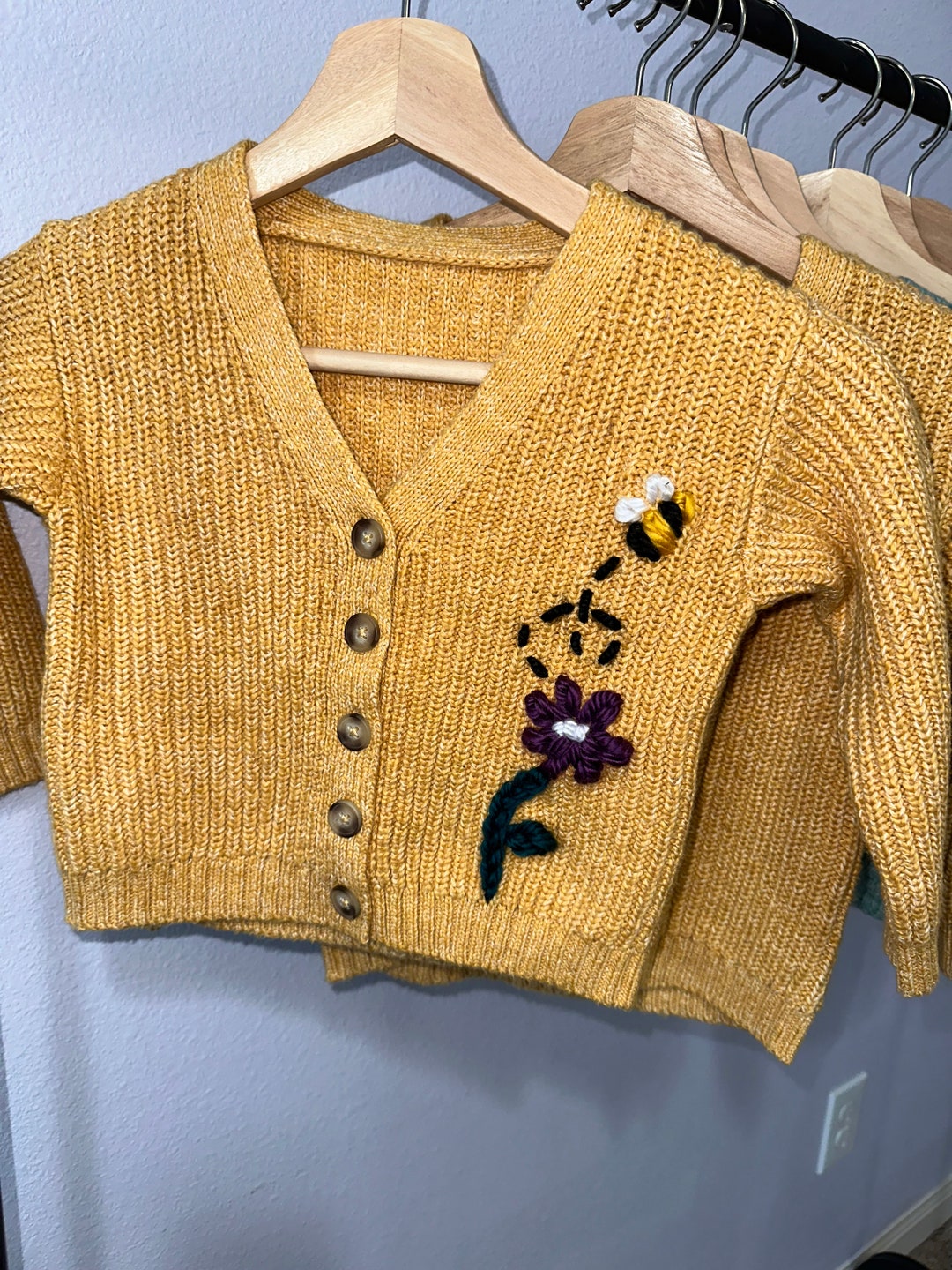 Personalized Hand Embroidered Baby and Toddler Sweaters Custom Flower ...