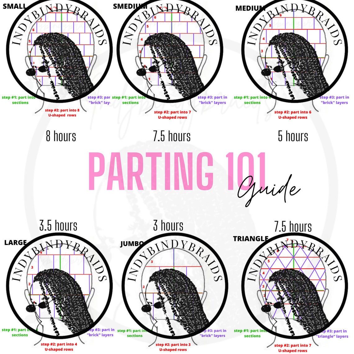 Parting Chart Bundle ALL Sizes - Etsy