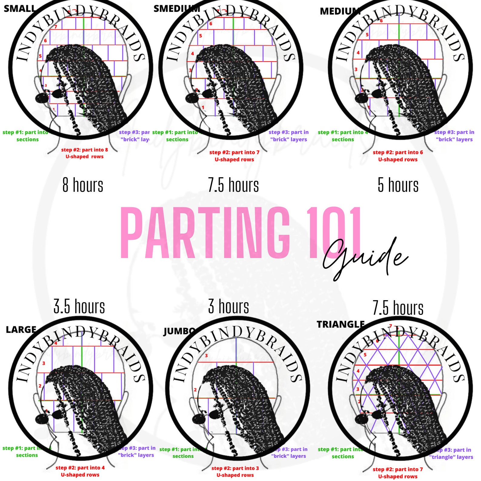 Parting Chart Bundle ALL Sizes - Etsy