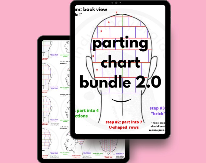 Parting Chart Bundle 2.0 back, Side, Top & Front Included - Etsy