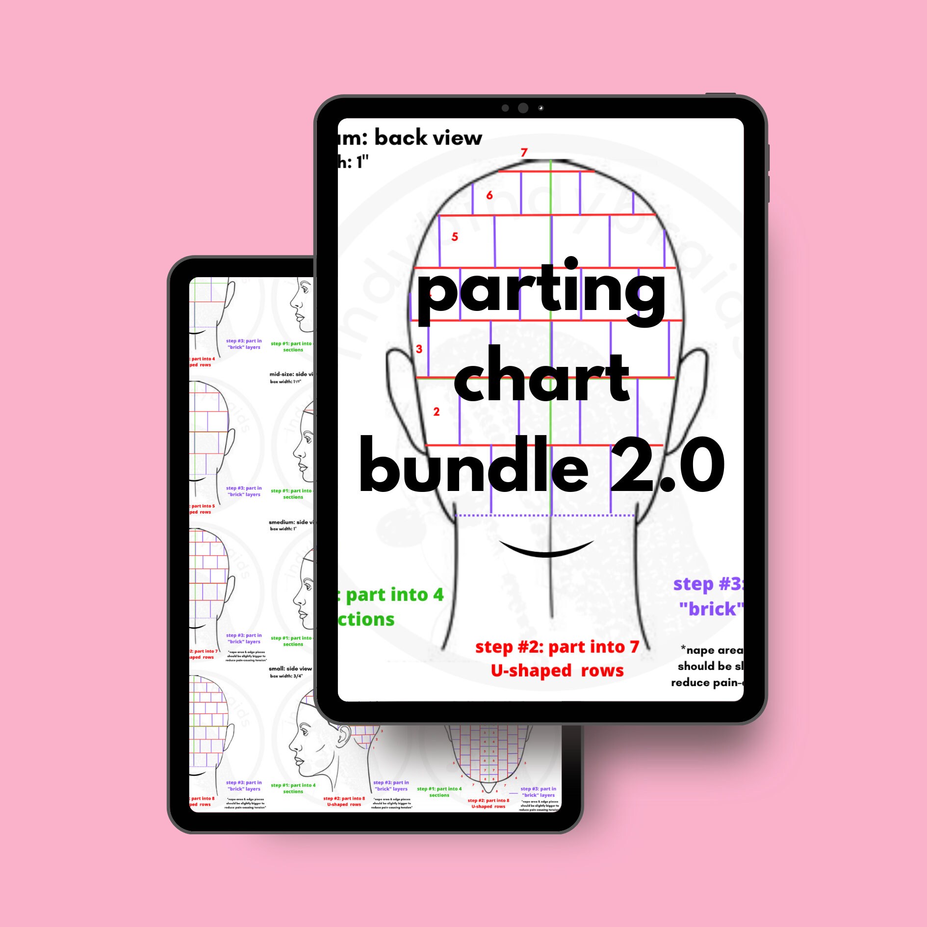 Parting Chart Bundle 2.0 back, Side, Top & Front Included - Etsy