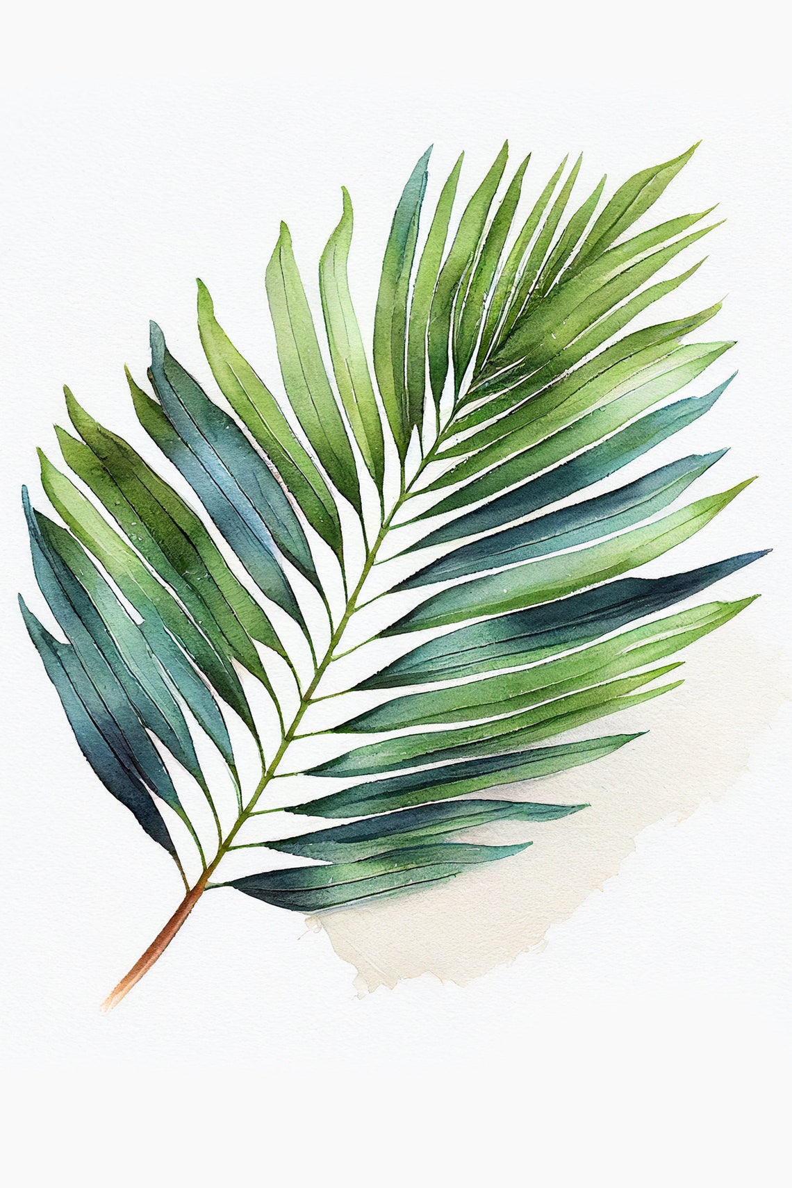 Watercolor Palm Leaf Digital Print, White Background - Etsy