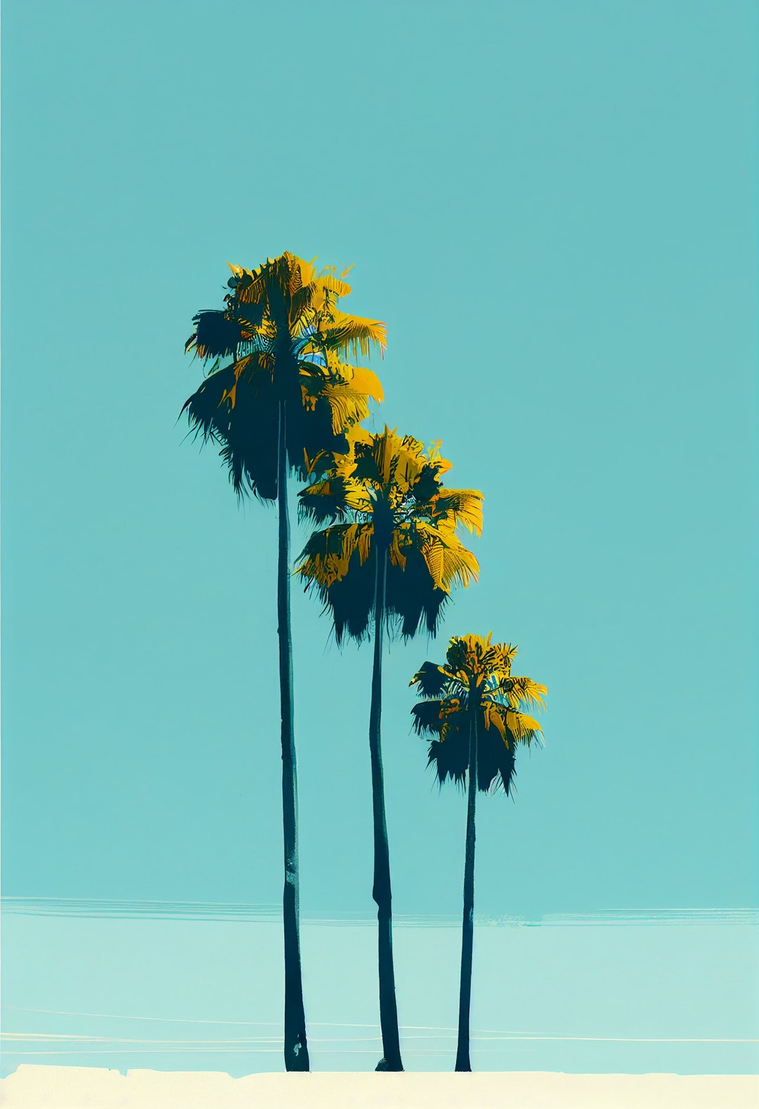Three Palm Trees Minimalist Digital Print - Etsy