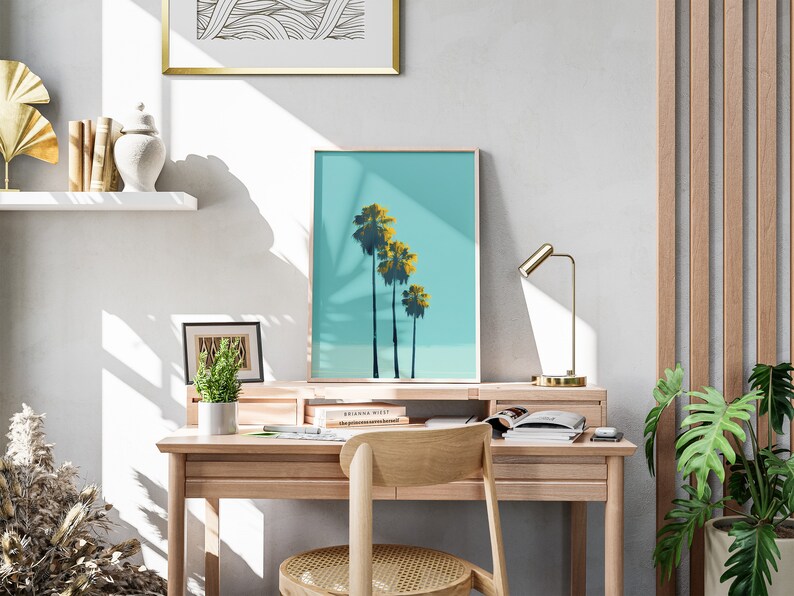 Three Palm Trees Minimalist Digital Print - Etsy