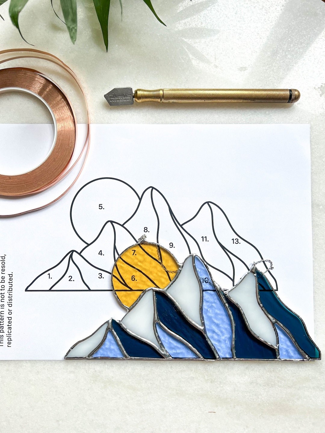 Stained Glass Pattern Mountains Pattern for Download DIY Stained Glass ...