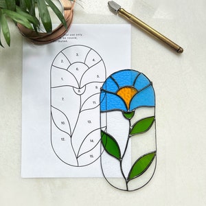 Stained Glass Pattern Flower Set of 3 DIY Stained Glass Beginner Pattern Digital Download Flower ...