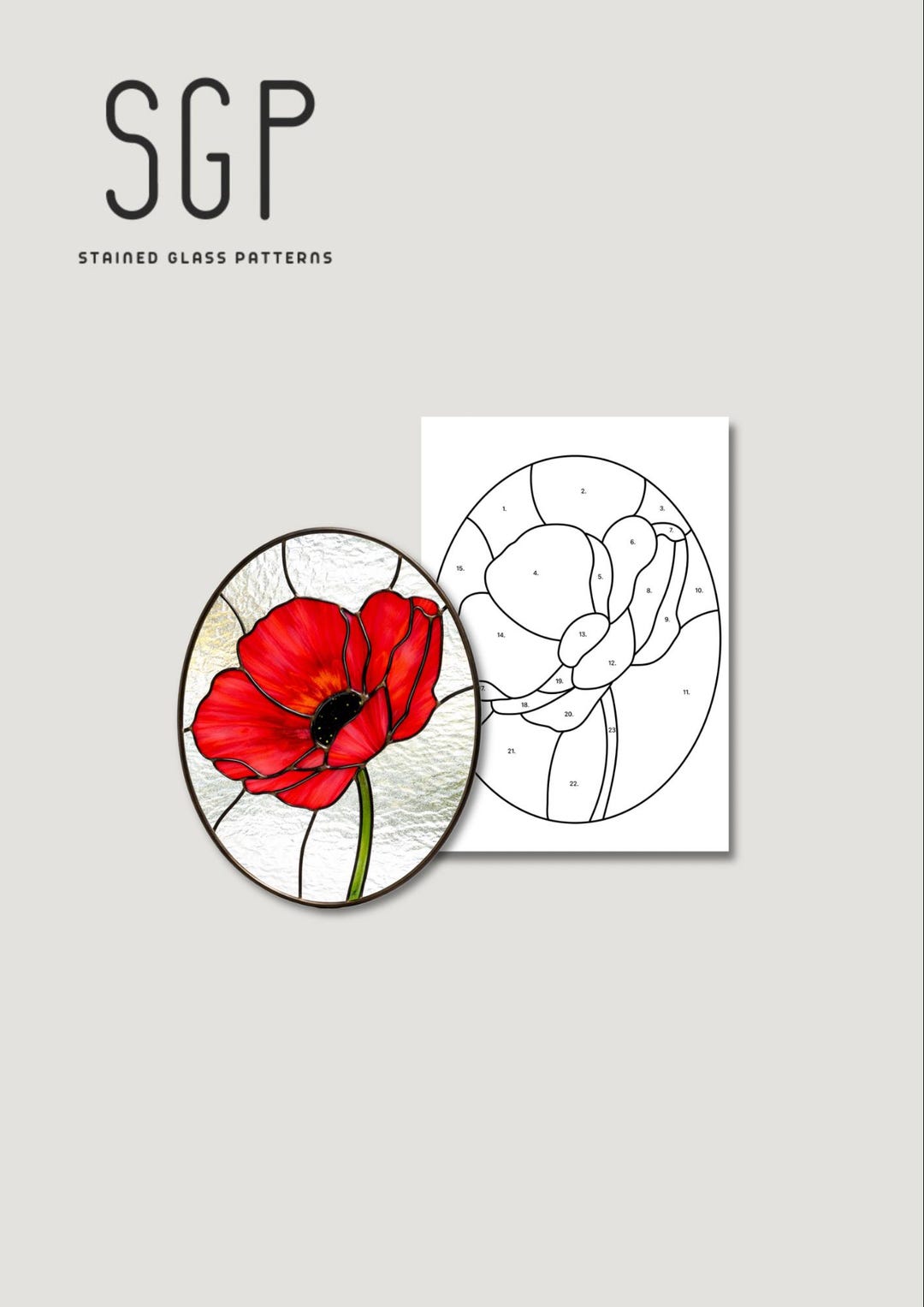 Poppy Stained Glass Pattern: Easy DIY Suncatcher (PDF Pattern) - Etsy