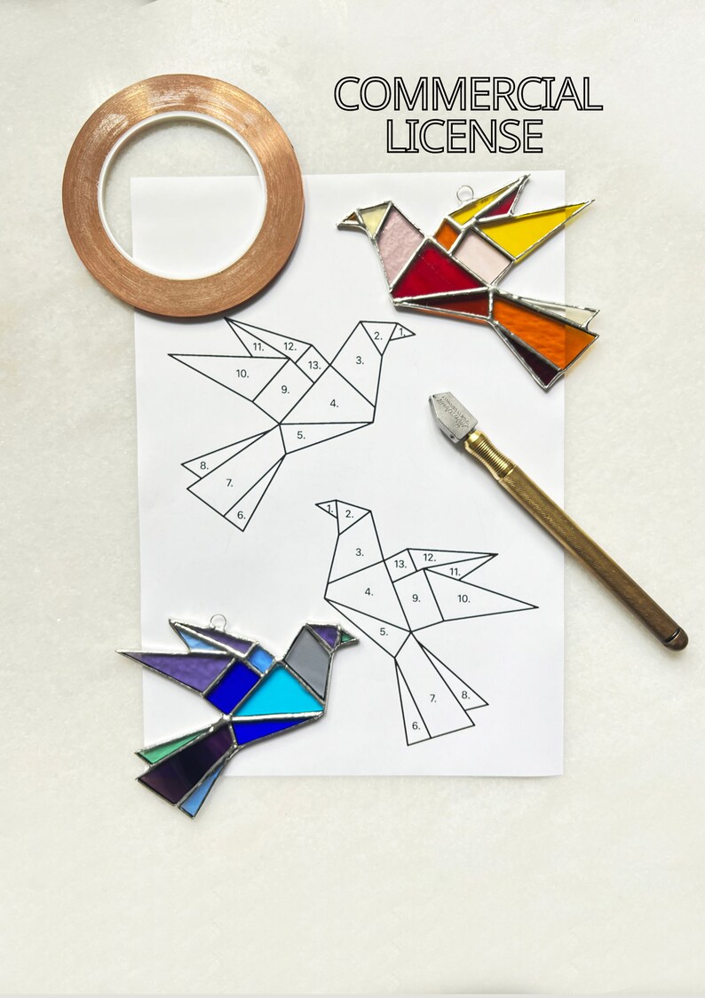 DIY Stained Glass Bird Pattern, Suncatcher Art (PDF Pattern) - Etsy