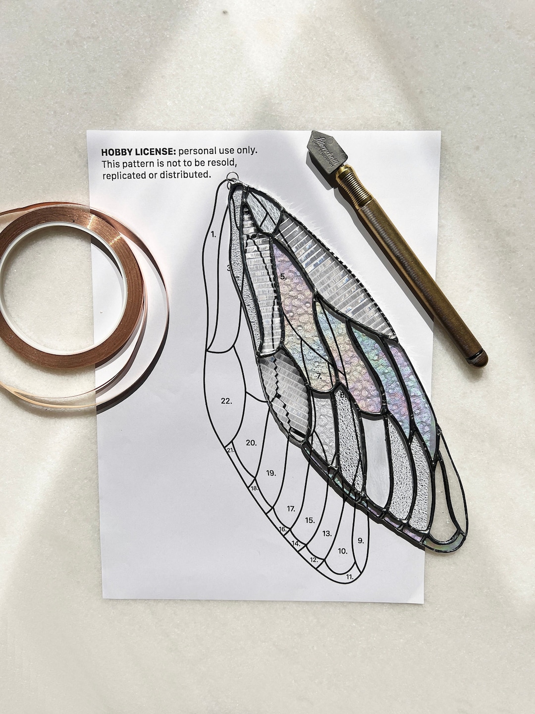Wing Suncatcher Stained Glass Pattern: Insect Art DIY (PDF Pattern) - Etsy