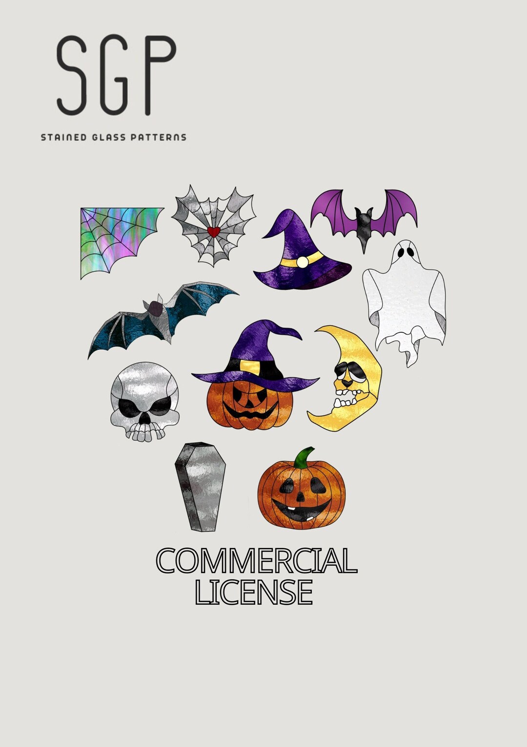 Halloween Stained Glass Pattern: DIY Suncatcher Decor (PDF Pattern) - Etsy