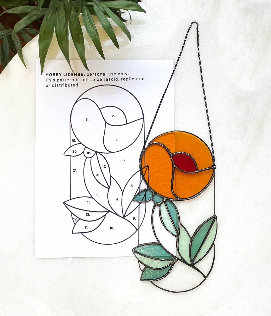 Flower Stained Glass Pattern Flower DIY Stained Glass Pattern Pdf ...