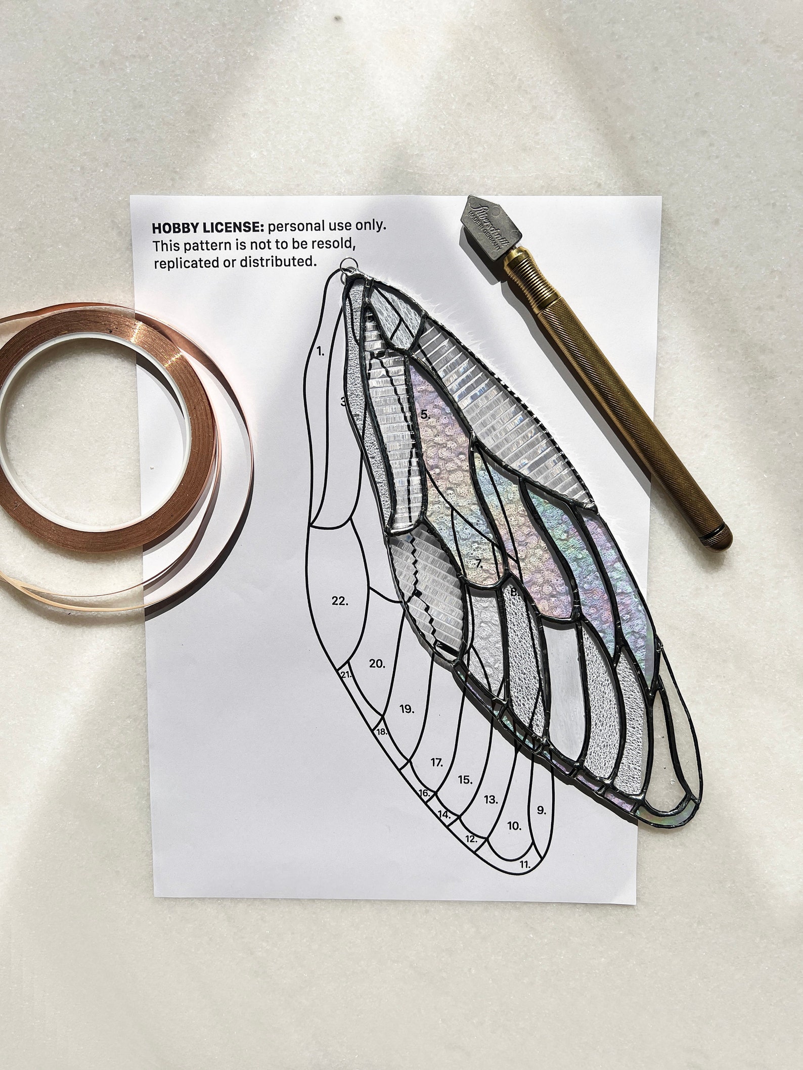 Wing Suncatcher Stained Glass Pattern: Insect Art DIY (PDF Pattern) - Etsy
