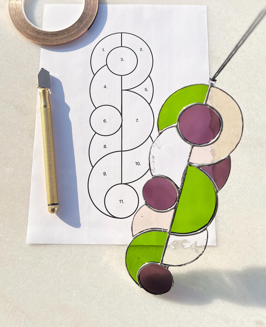 Stained Glass Pattern Abstract, DIY Suncatcher Pattern Beginner, DIY ...
