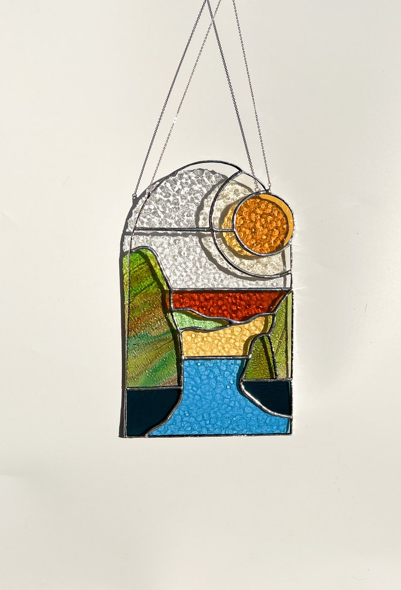 Landscape Stained Glass Pattern DIY Stained Glass Beginner - Etsy