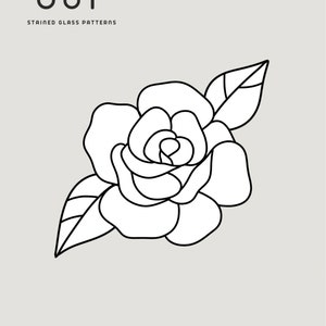 Rose Pattern Stained Glass Pattern DIY Stained Glass Pattern Pdf Flower ...