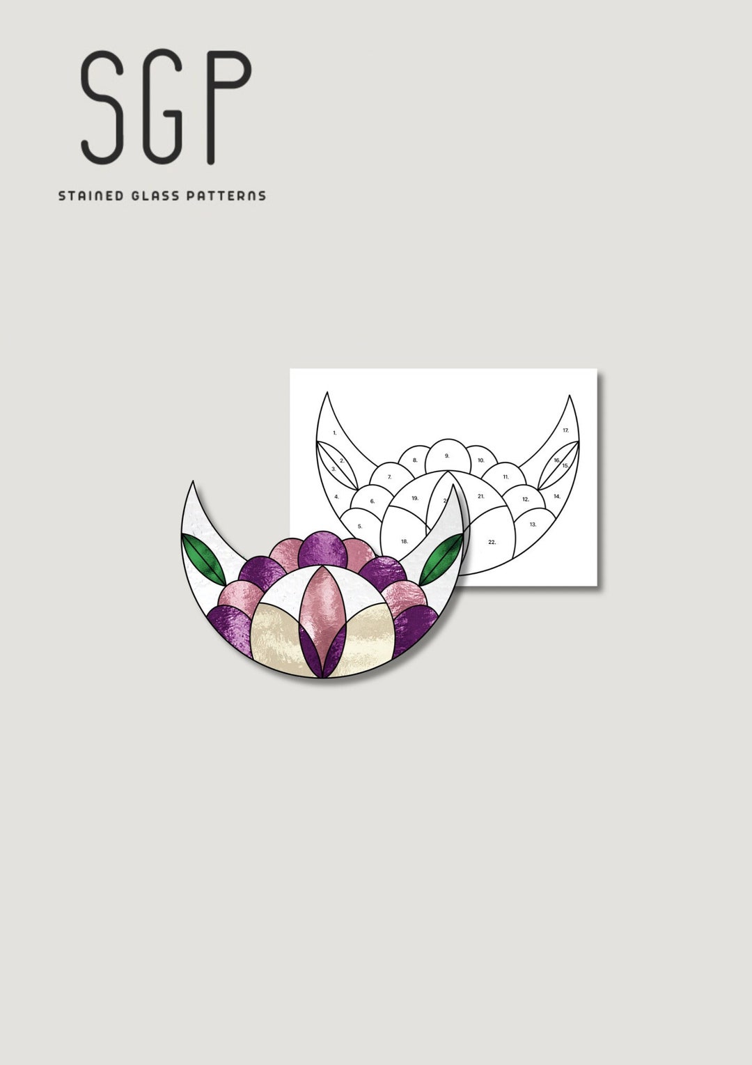 Boho Stained Glass Pattern, DIY Stained Glass Suncatcher Pattern ...