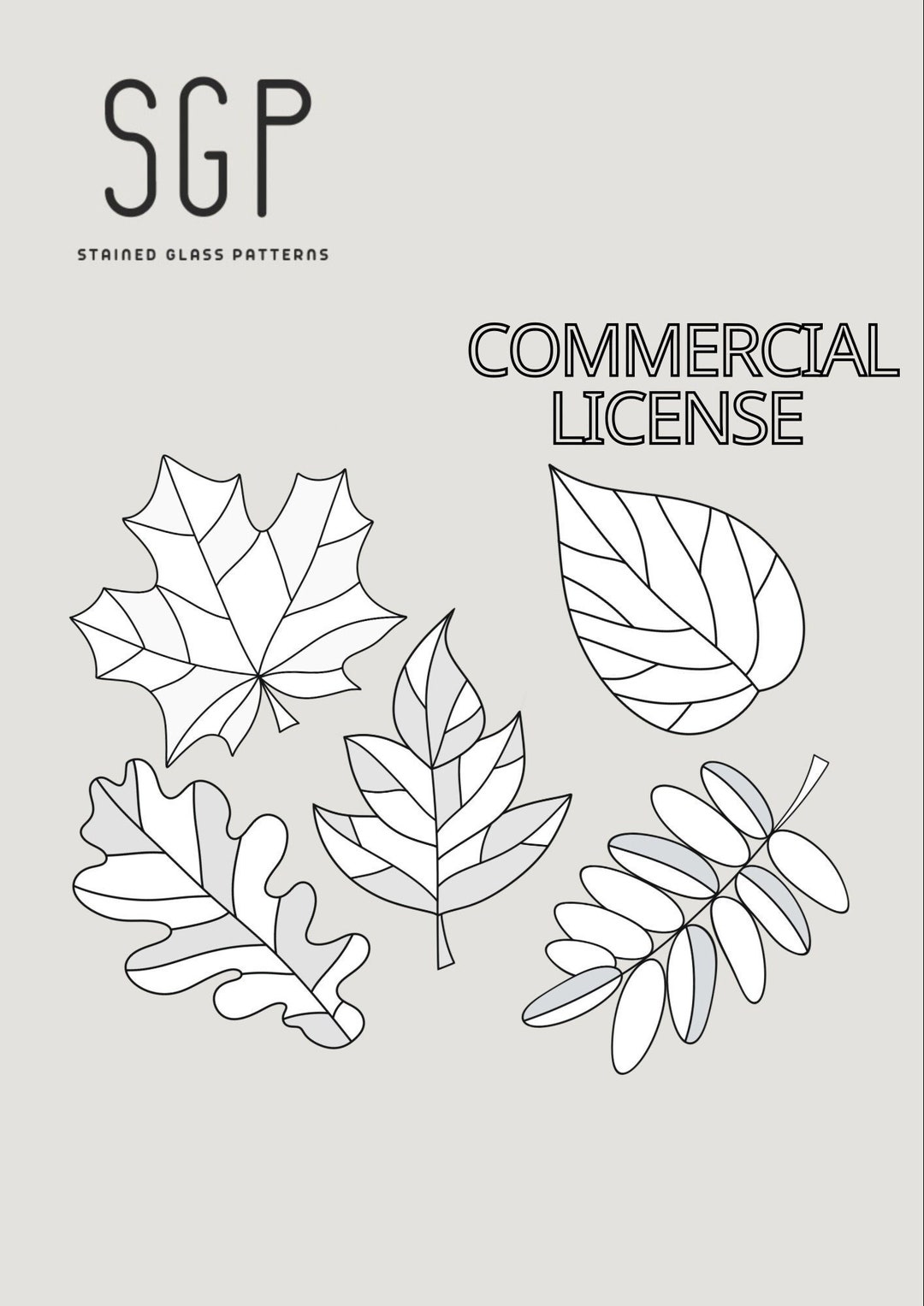 Stained Glass Patterns Leaf Set of 5, DIY Stained Glass, Leaf ...