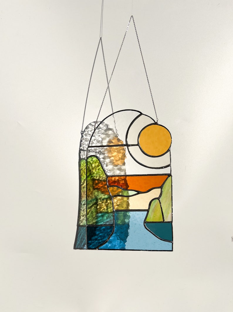 Landscape Stained Glass Pattern: Beginner DIY Suncatcher (PDF Pattern ...