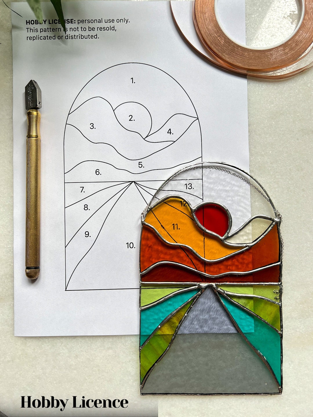 Beginner Mountain Stained Glass Pattern: DIY Landscape (PDF Pattern) - Etsy