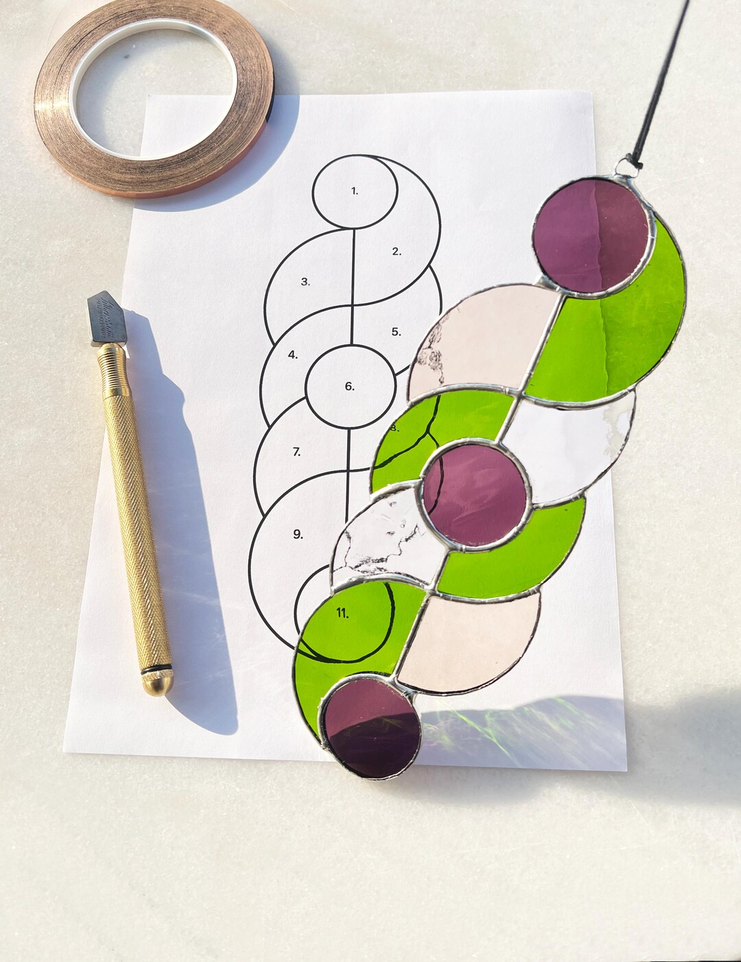 Boho Stained Glass Pattern Suncatcher Stained Glass Decor Beginner ...