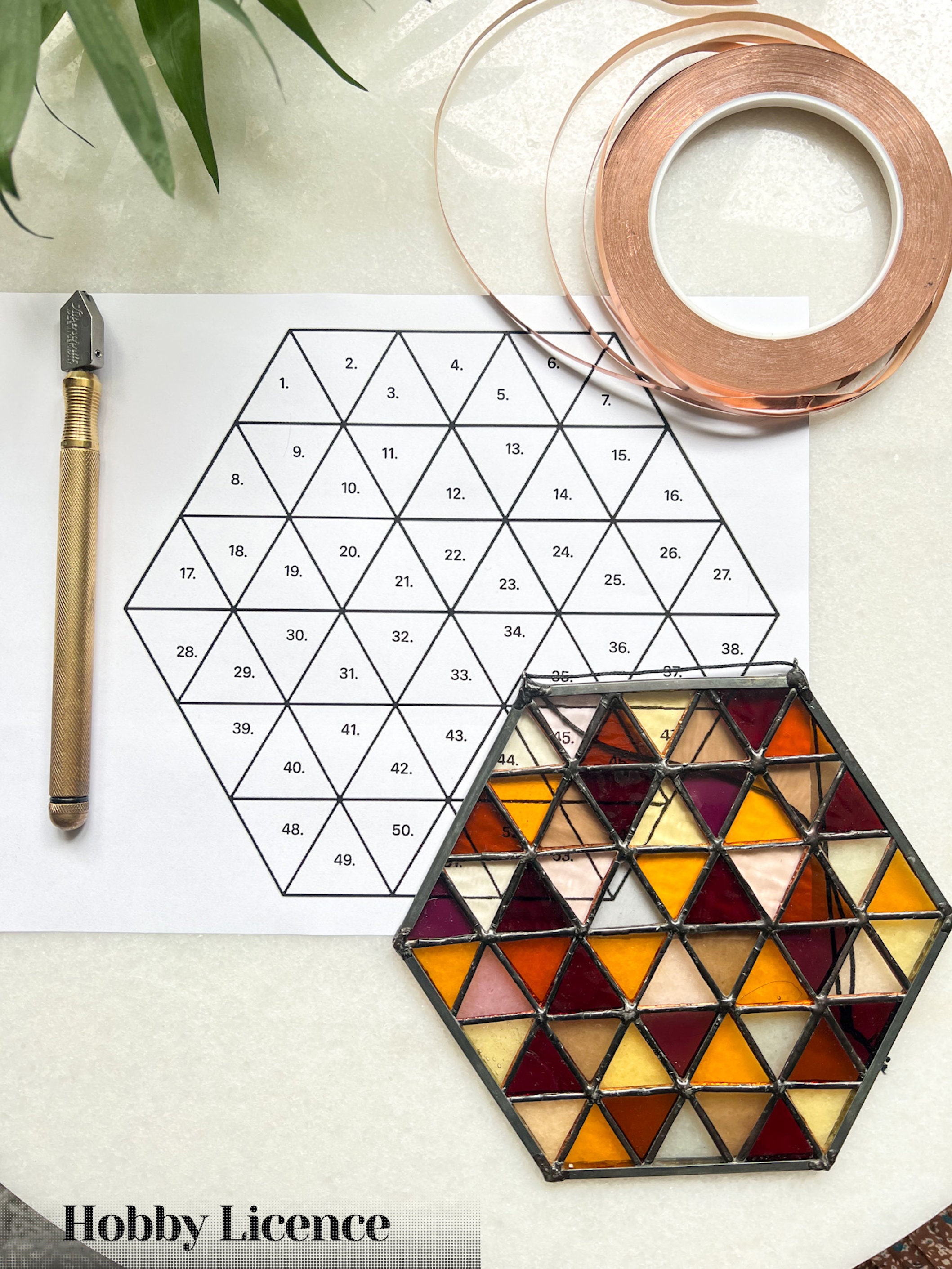 Glass Pattern Hexagon Stained Glass Pattern DIY Stained Glass - Etsy