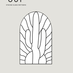 Cactus Stained Glass Pattern to Download Beginner Pattern Boho Stained ...