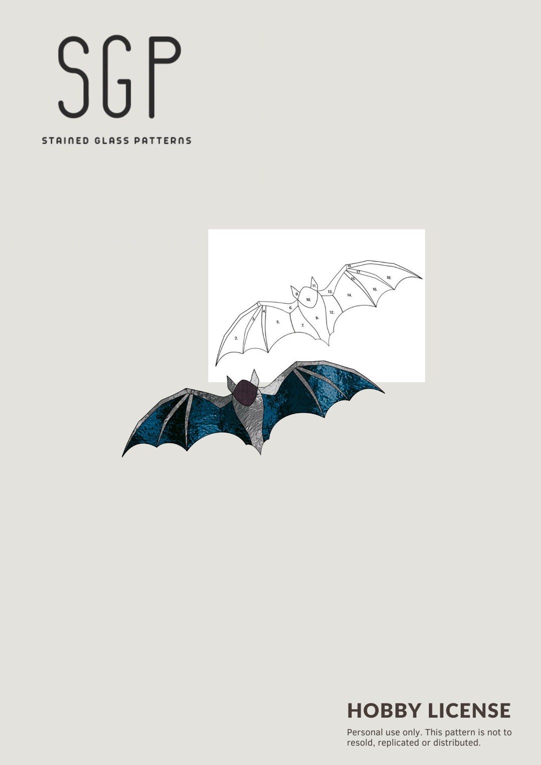 Stained Glass Pattern Bat, DIY Stained Glass, Halloween Pattern, DIY ...