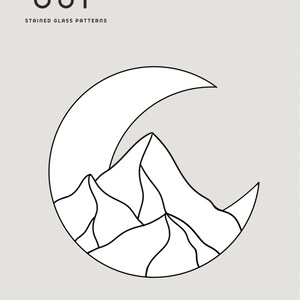 Mountain Moon Stained Glass Pattern: Beginner DIY Window Decor (PDF ...