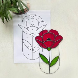 Stained Glass Patterns Flower Set of 3 DIY Stained Glass Beginner ...