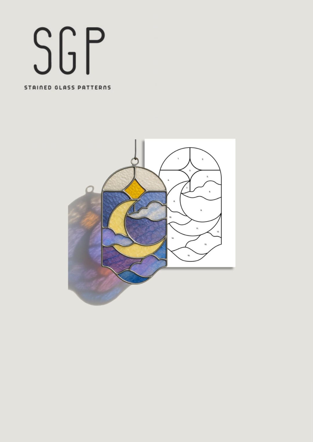 Moon Stained Glass Pattern: Easy DIY Suncatcher Design (PDF/SVG) - Etsy