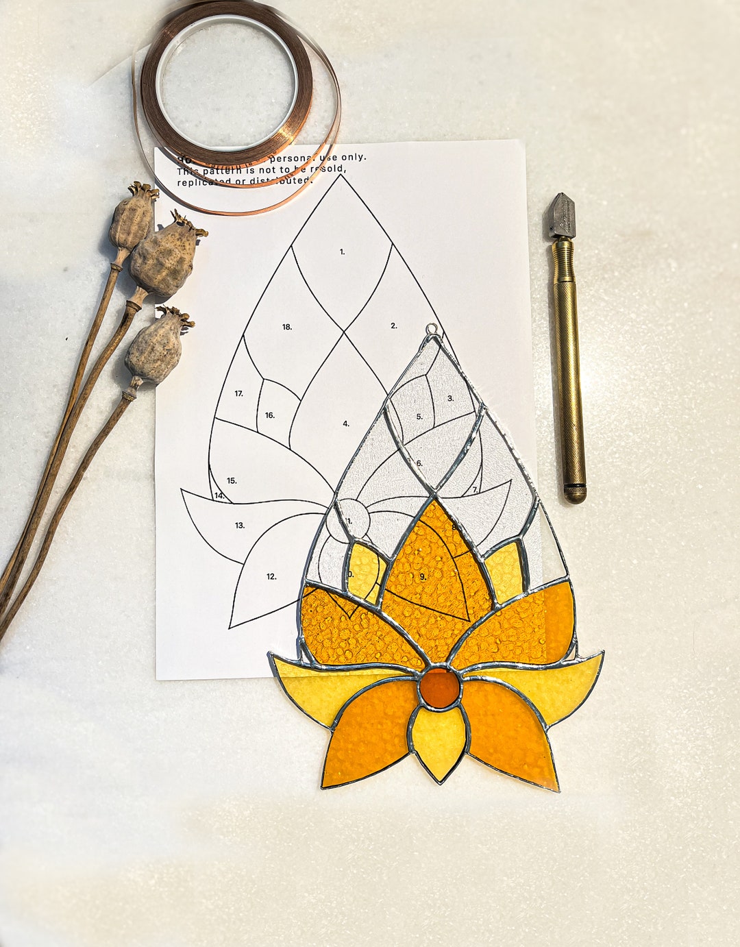 Boho Stained Glass Pattern, Glass Suncatcher Pattern, Stained Glass ...